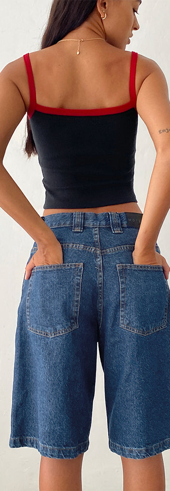 Core Blue Stone Low Rise Shorts | Skater – motelrocks-com-us