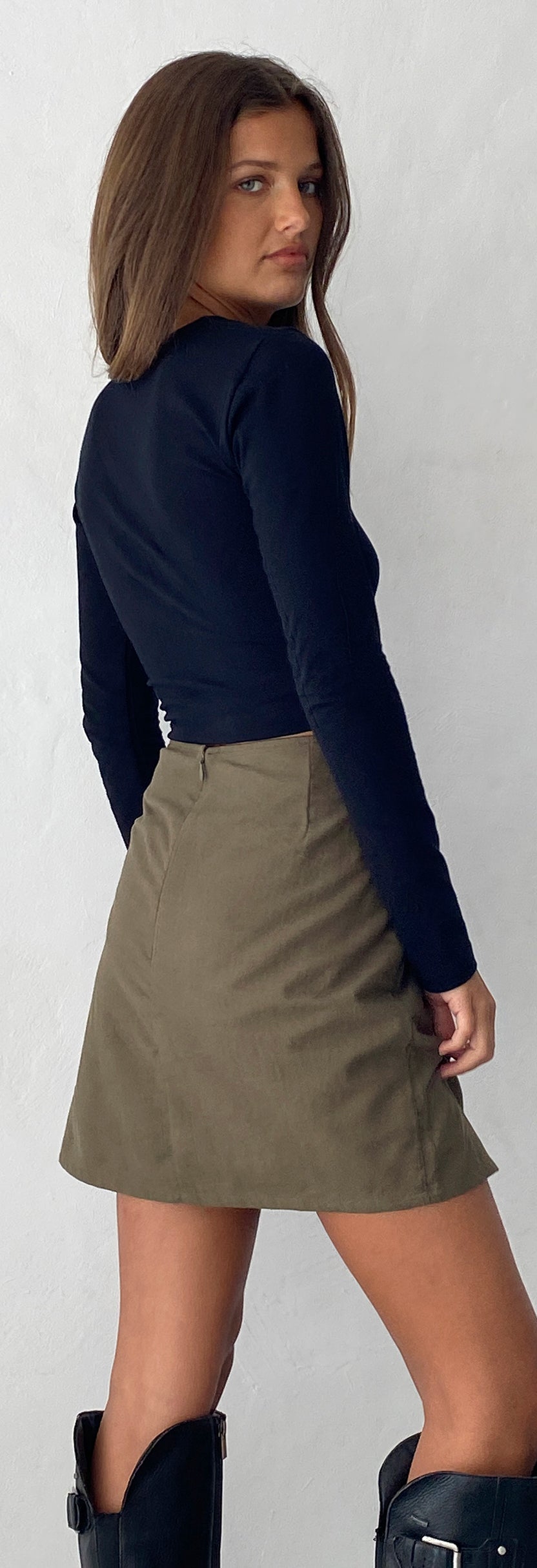 Khaki Mini Skirt | Sheny – motelrocks-com-us