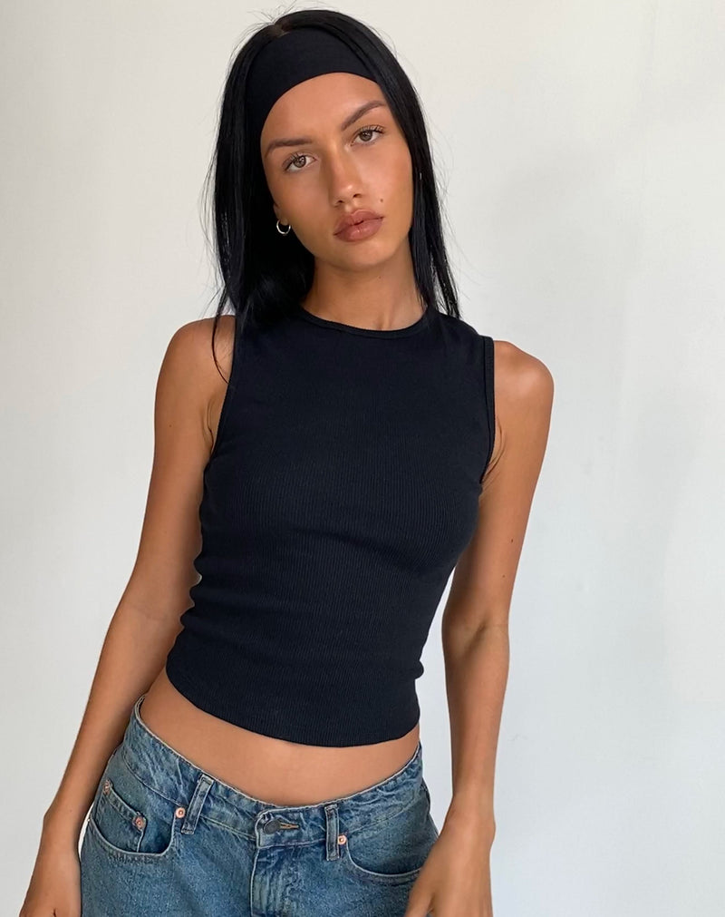 Rib Black Tank Top | Gelsho – motelrocks-com-us