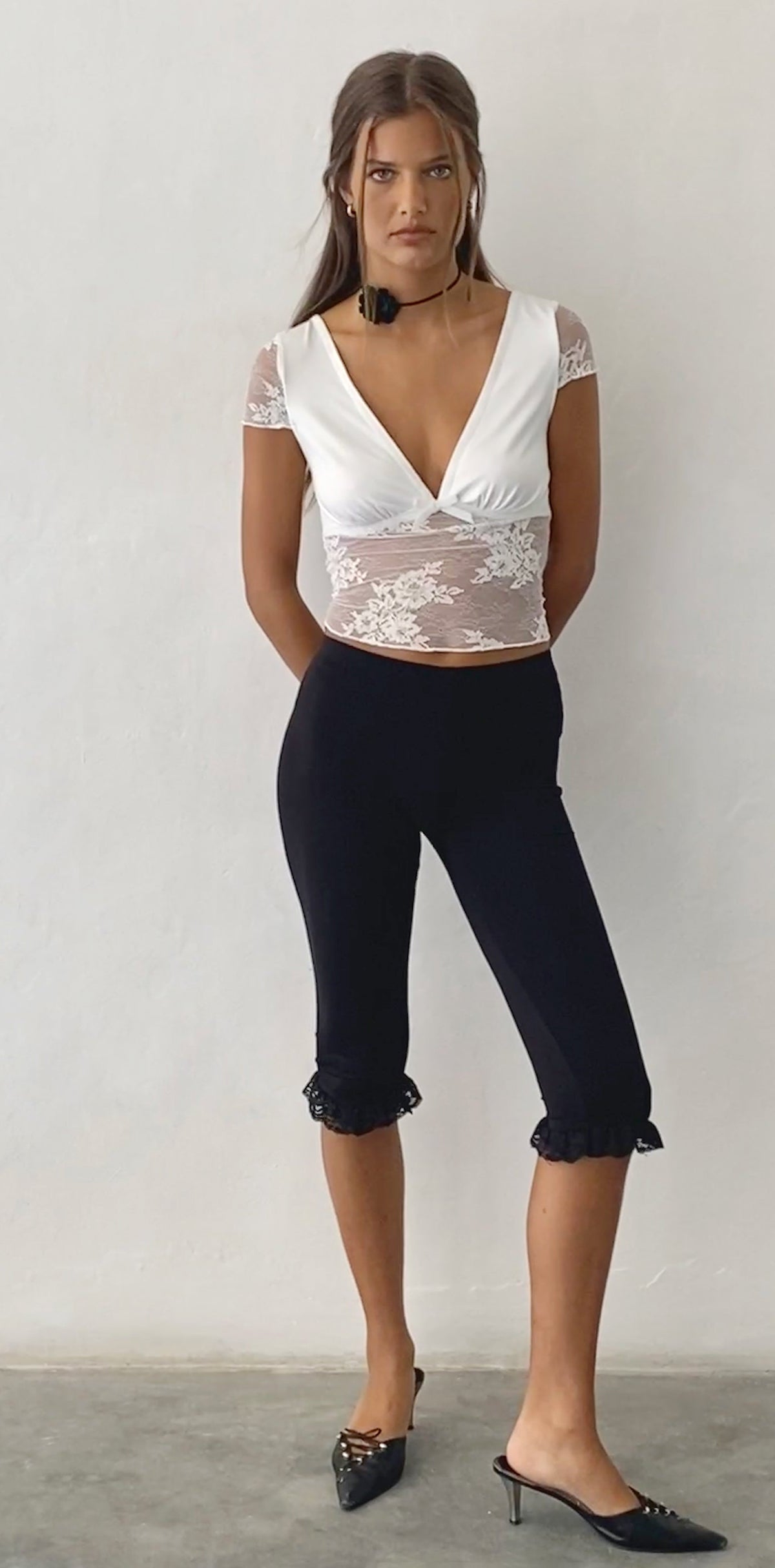 Lace Ivory Plunge Top | Prili – motelrocks-com-us