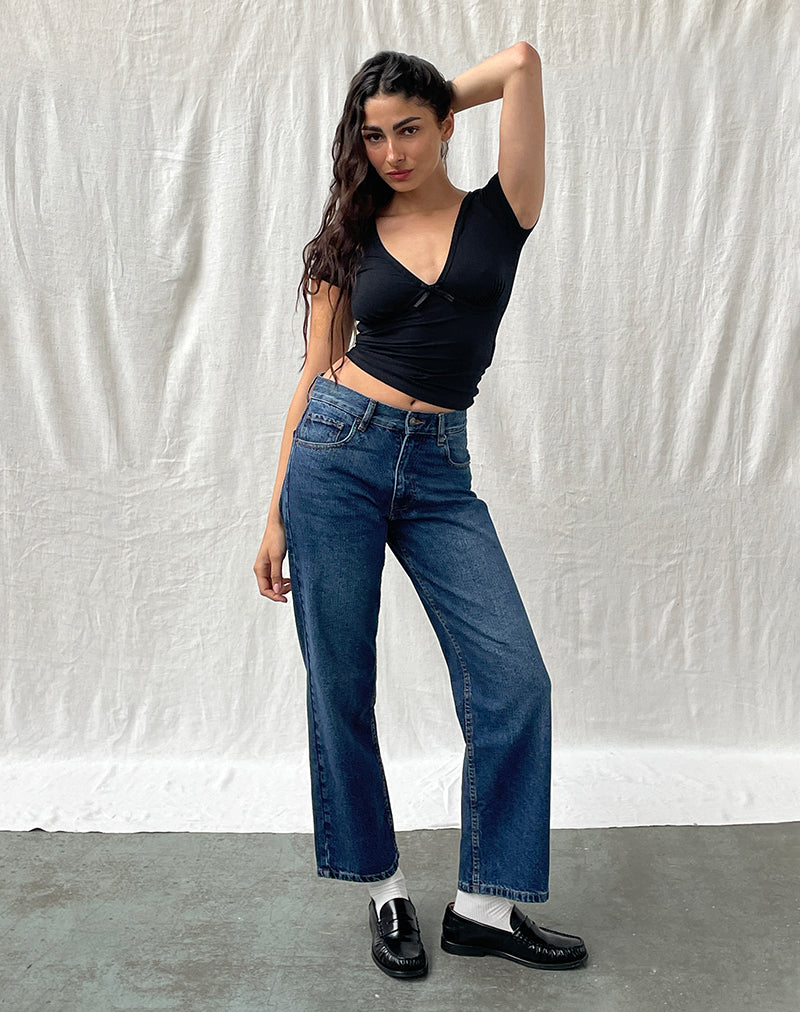 Mid Blue Used Mid Rise Jeans | Awkward Parallel – motelrocks-com-us