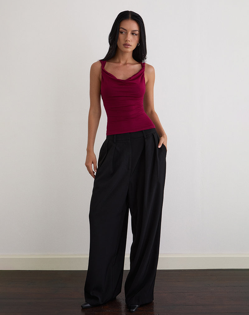 Burgundy Rayon Jersey Open Back Top | Imrie – motelrocks-com-us