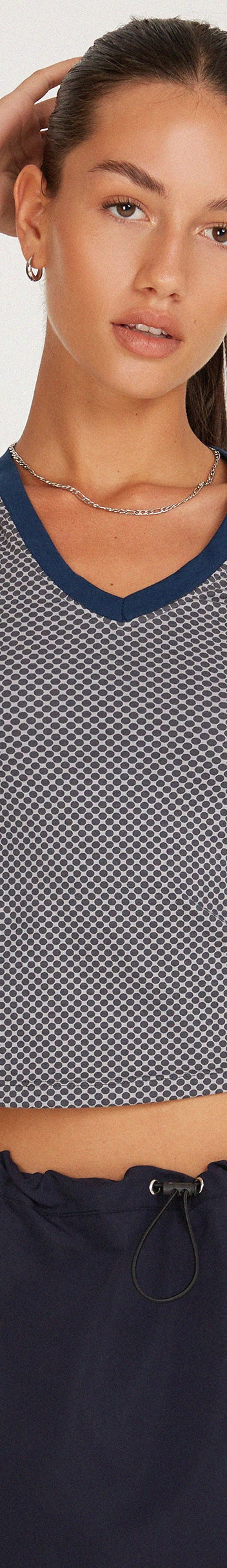 Grey Navy Sporty Micro Spot Tee | Izolde – motelrocks-com-us