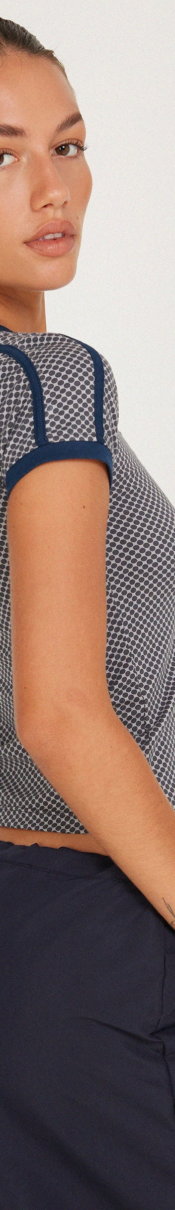 Grey Navy Sporty Micro Spot Tee | Izolde – motelrocks-com-us