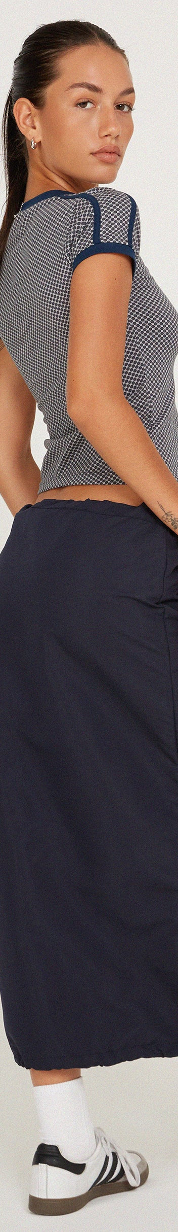 Grey Navy Sporty Micro Spot Tee | Izolde – motelrocks-com-us