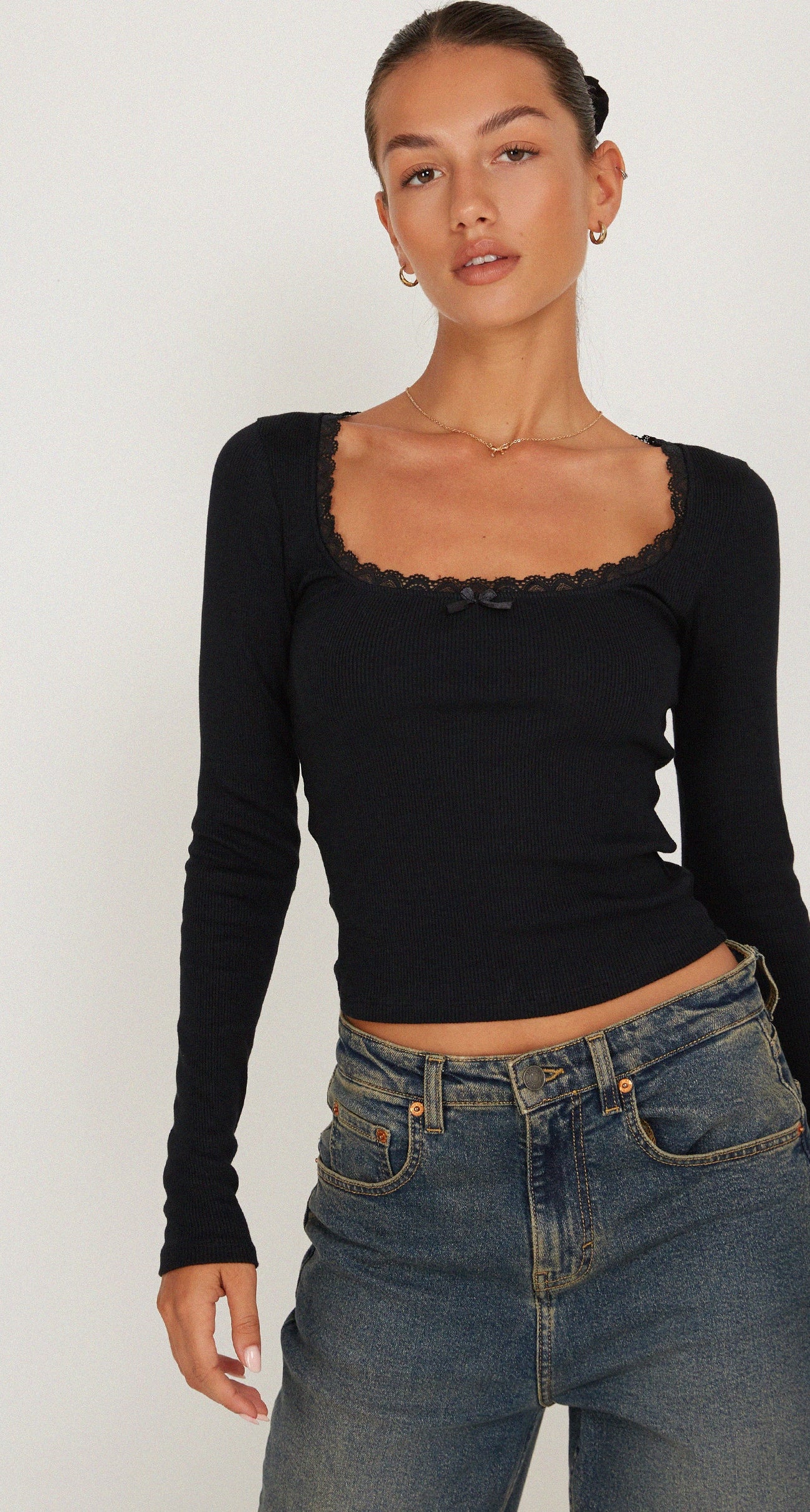 Black Rib Long Sleeve Top | Bovita – motelrocks-com-us