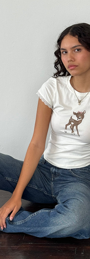 Off White Deer Print Top | Izzy – motelrocks-com-us