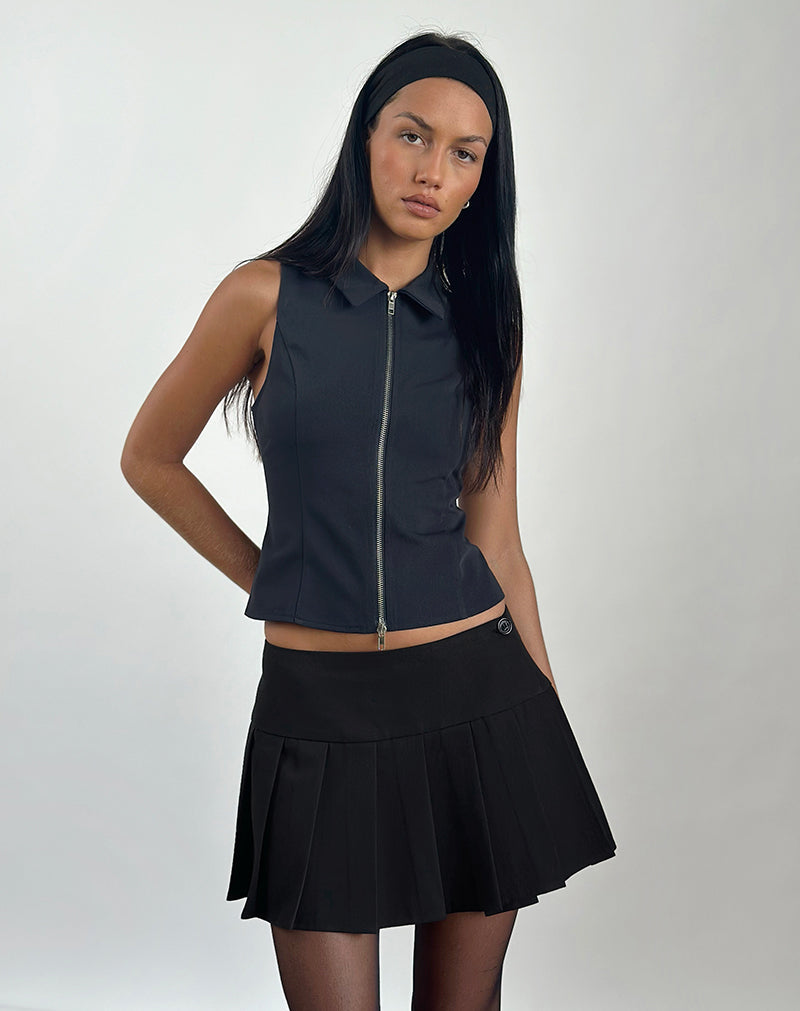 Navy Tailoring Vest Top | Janae – motelrocks-com-us