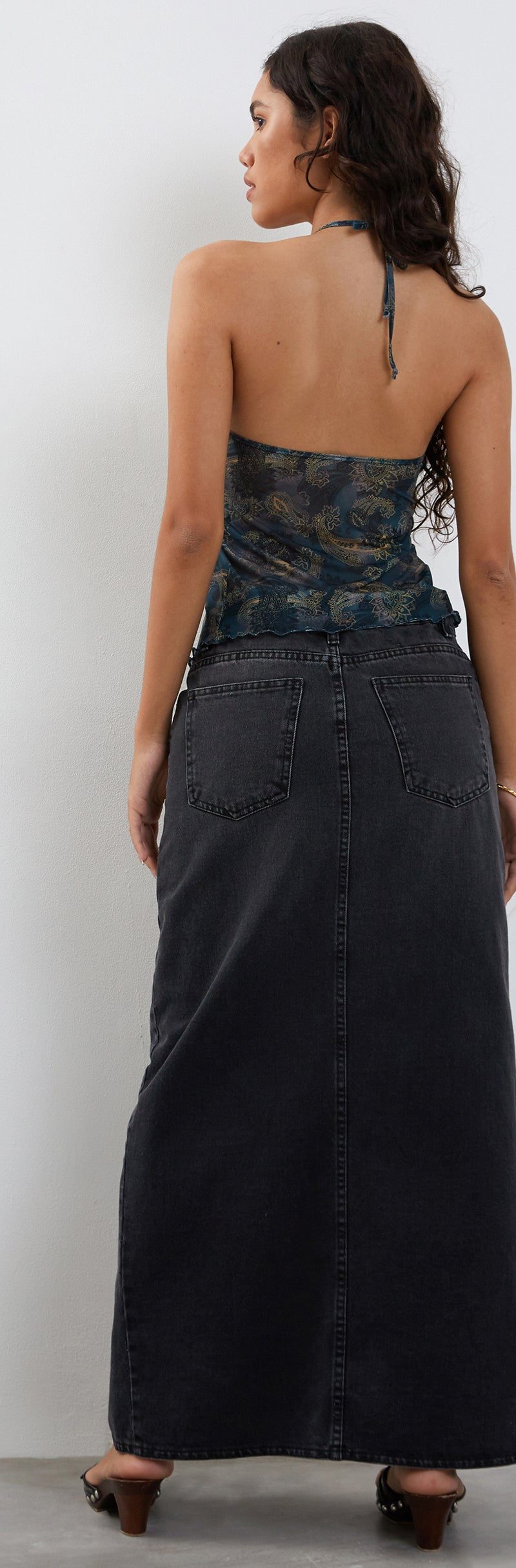 Tonal Pasiley Blue Halterneck Top | Janar – motelrocks-com-us