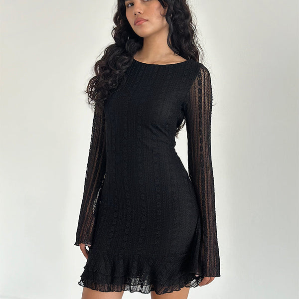 Black Lace Backless Mini Dress | Janawa – motelrocks-com-us
