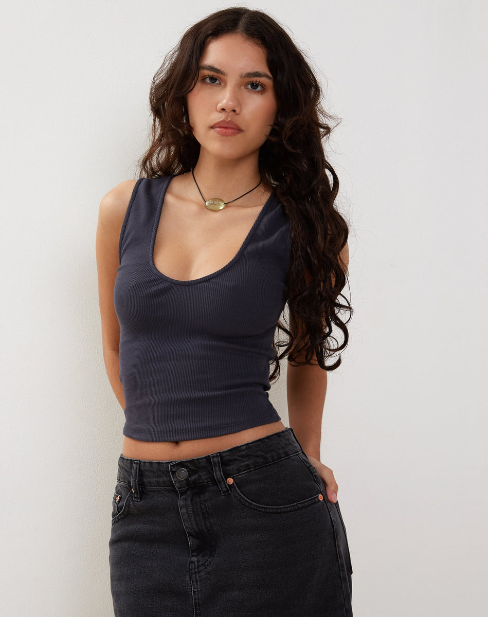 Ocean Storm Ribbed Jersey Vest Top Jastio Motelrocks Com Us