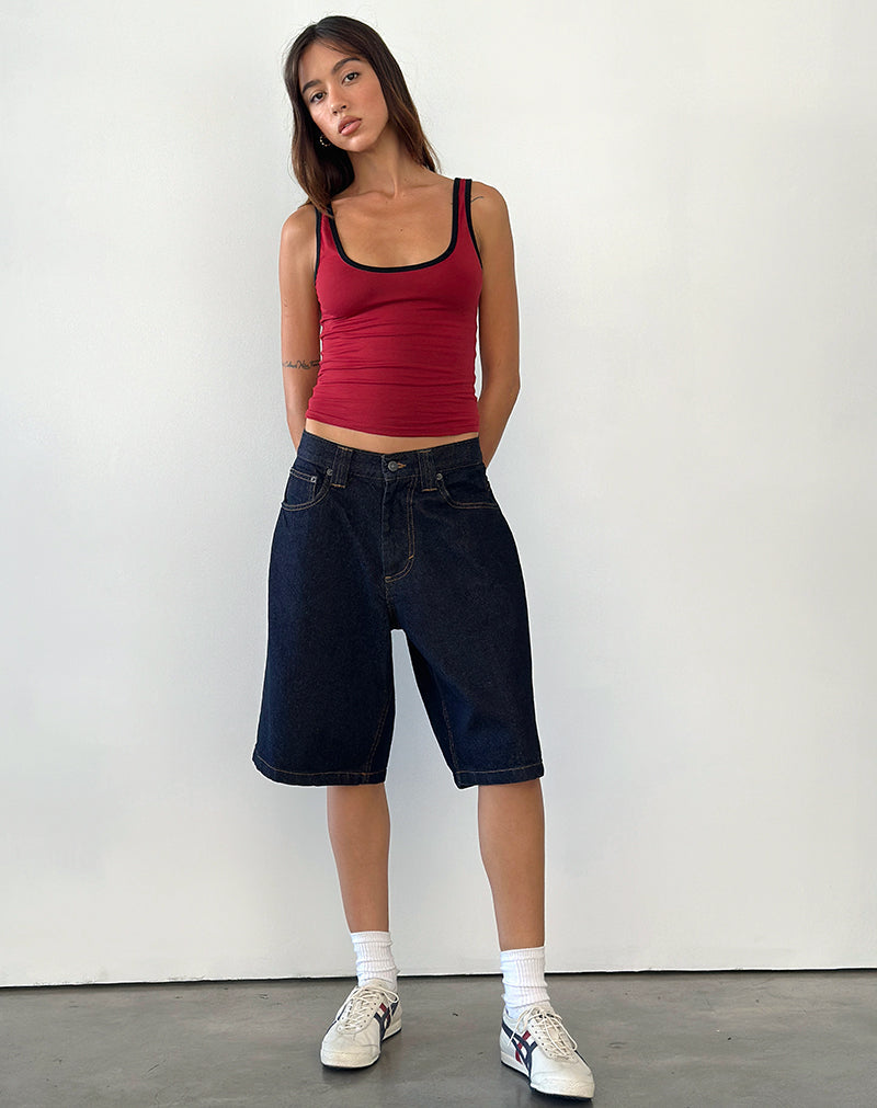 Adrenaline Red with Black Binding Top | Jastiya – motelrocks-com-us