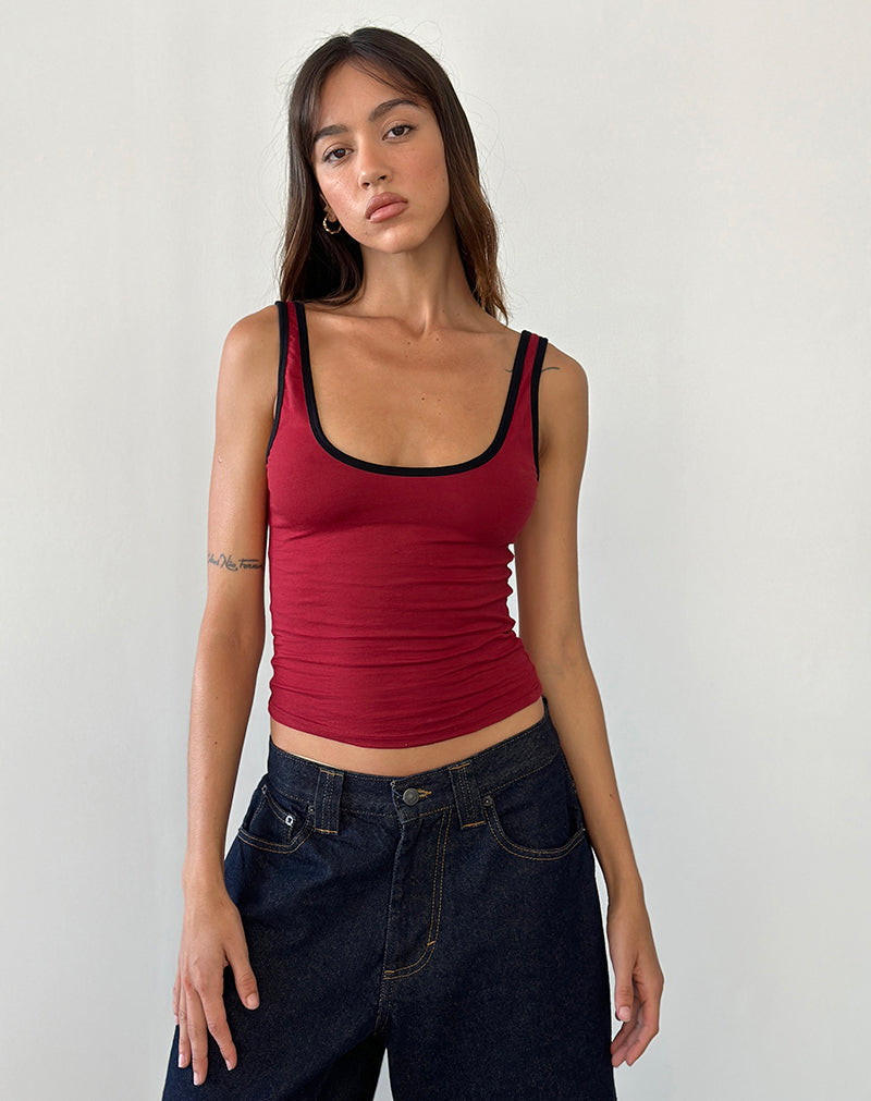 Adrenaline Red with Black Binding Top | Jastiya – motelrocks-com-us