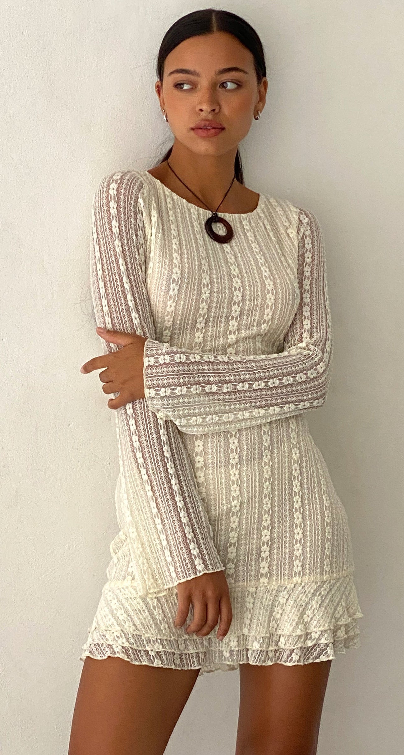 Cream Open Back Lace Mini Dress | Jeilani – motelrocks-com-us