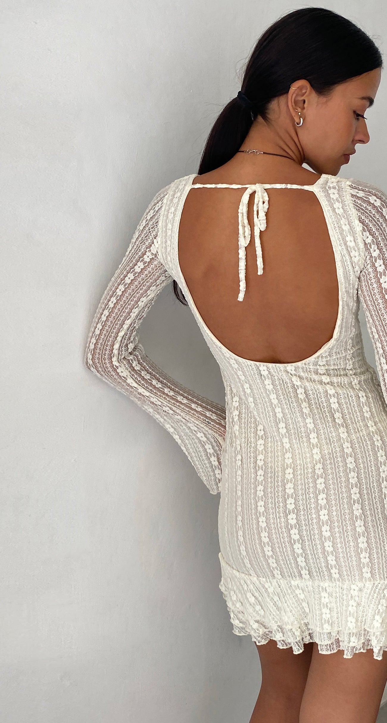 Cream Open Back Lace Mini Dress | Jeilani – motelrocks-com-us
