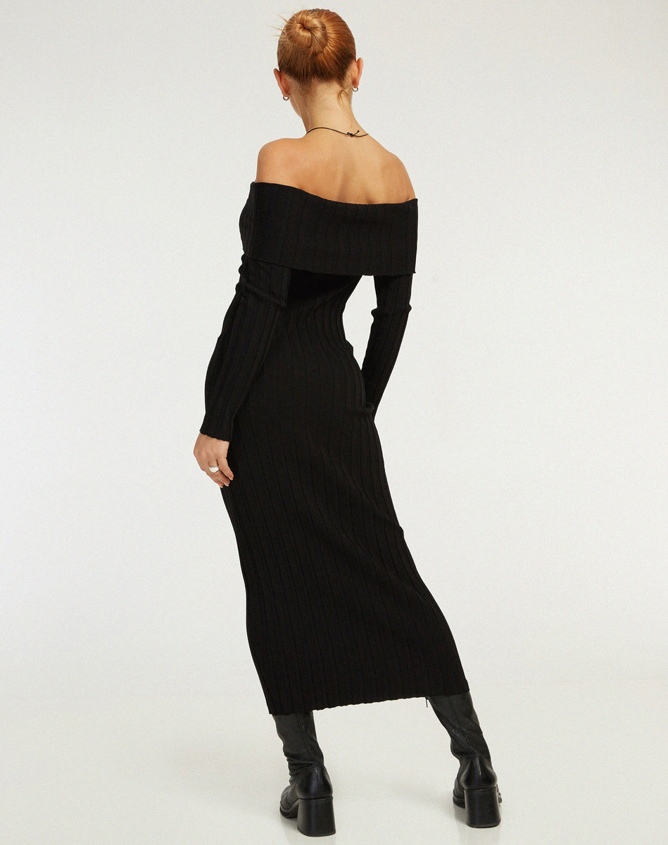 Black Bardot Midi Dress | Jesuita – motelrocks-com-us