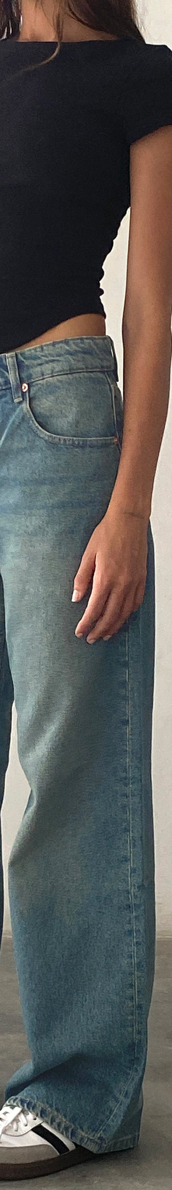 Vintage Blue Green Low Rise Jeans | Parallel – motelrocks-com-us