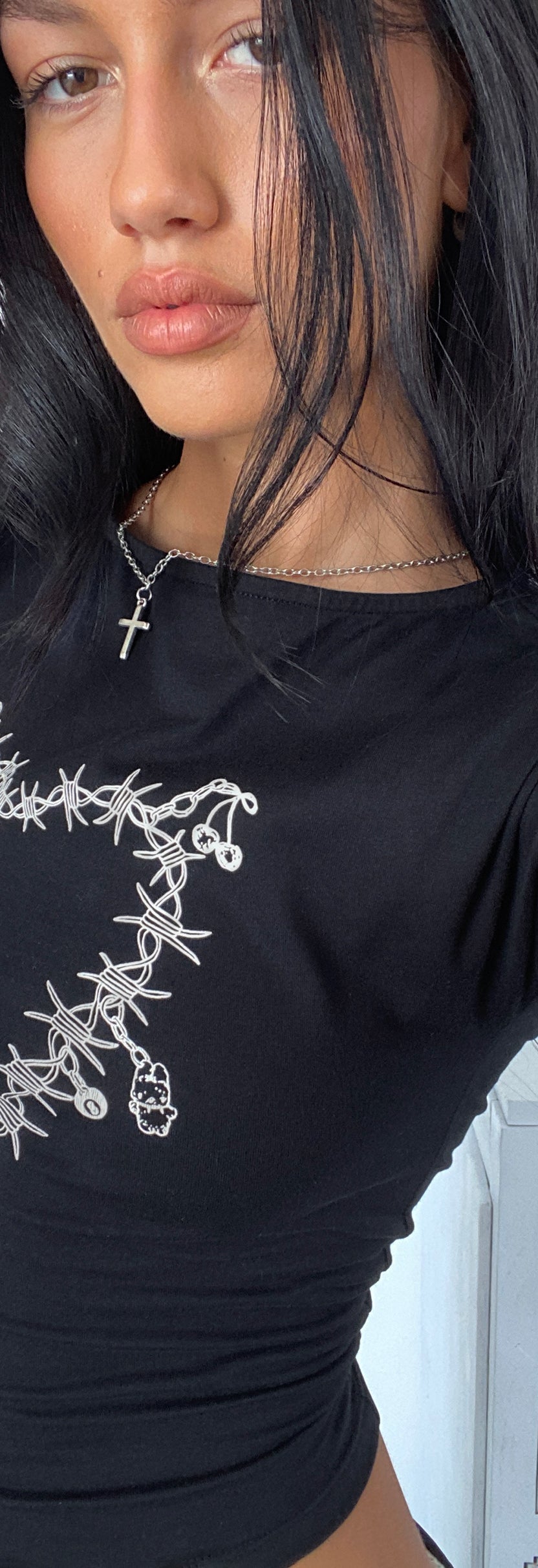 Black Tee with Cutie Thorns | Jonnet – motelrocks-com-us