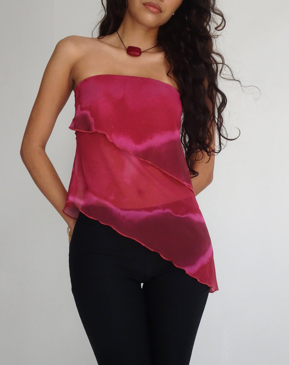 Plum Watercolour Longline Waterfall Tube Top | Joyce – motelrocks-com-us