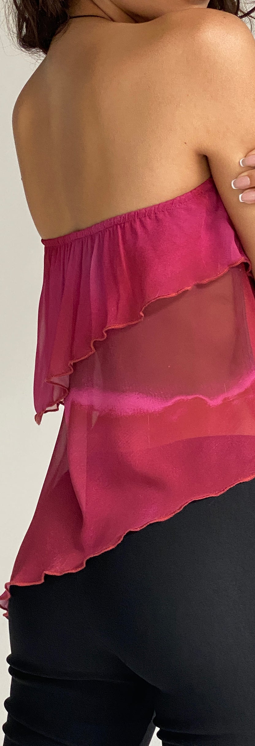 Plum Watercolour Longline Waterfall Tube Top | Joyce – motelrocks-com-us