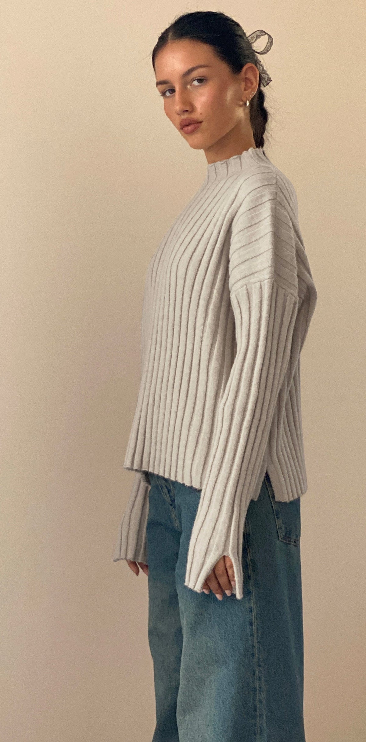 Ecru Rib Knit Jumper | Judah – motelrocks-com-us