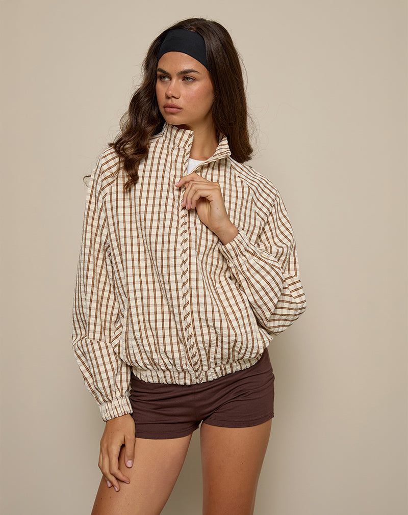 Brown Check Shell Jacket | Kalle – motelrocks-com-us