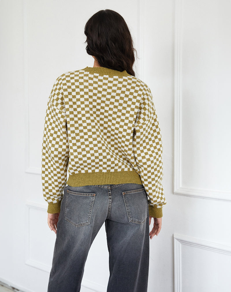 Green Check Jumper | Karu – motelrocks-com-us