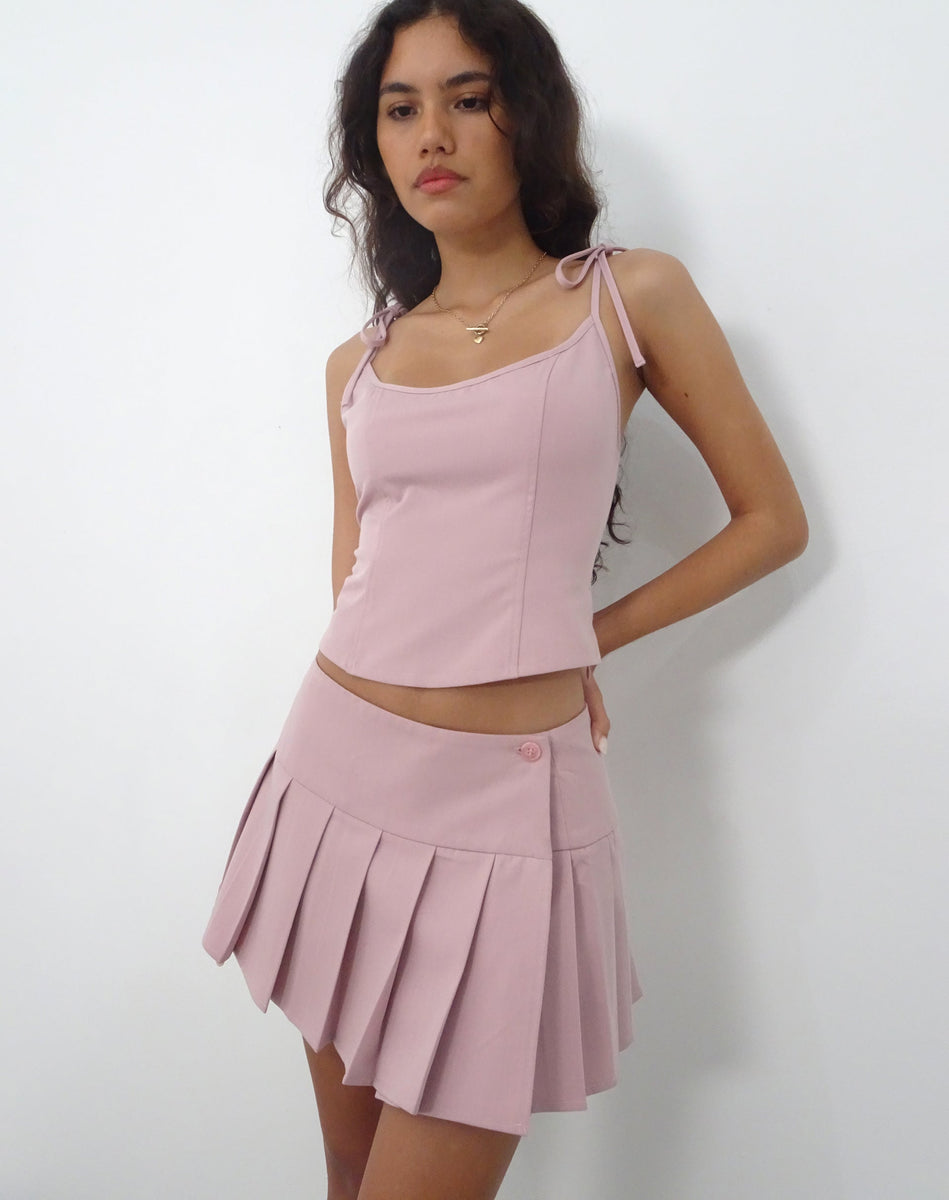 Pink Tailoring Corset Top | Kiona – motelrocks-com-us