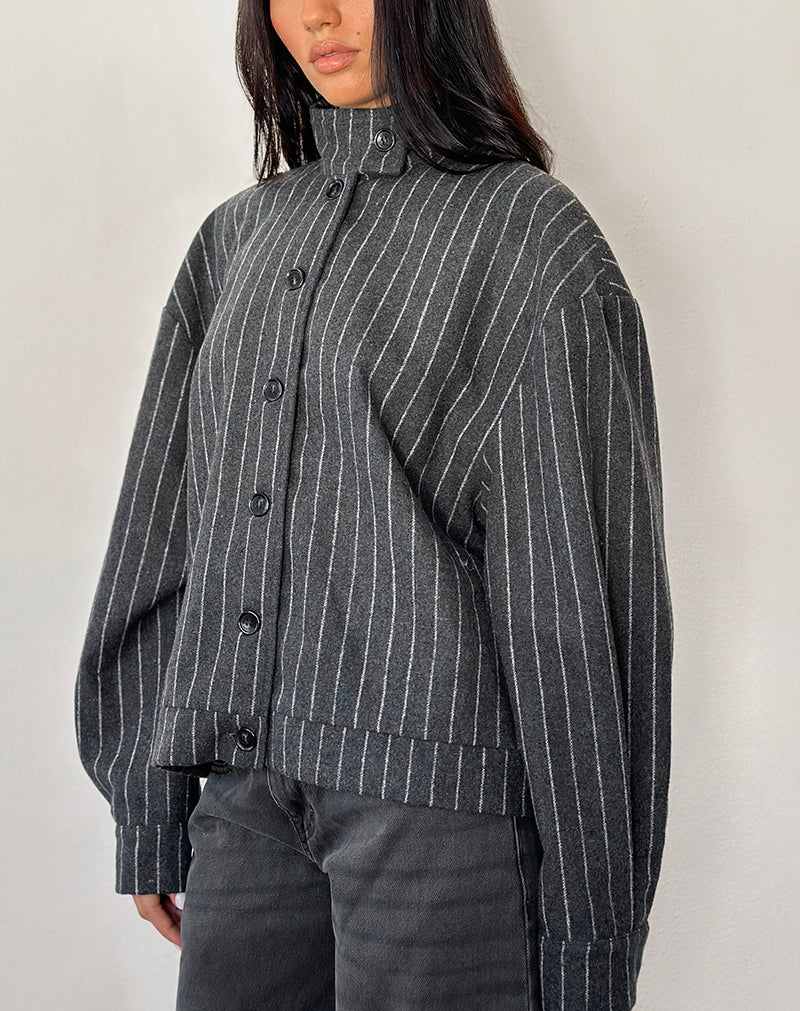 Charcoal Pinstripe Jacket | Lastika – motelrocks-com-us