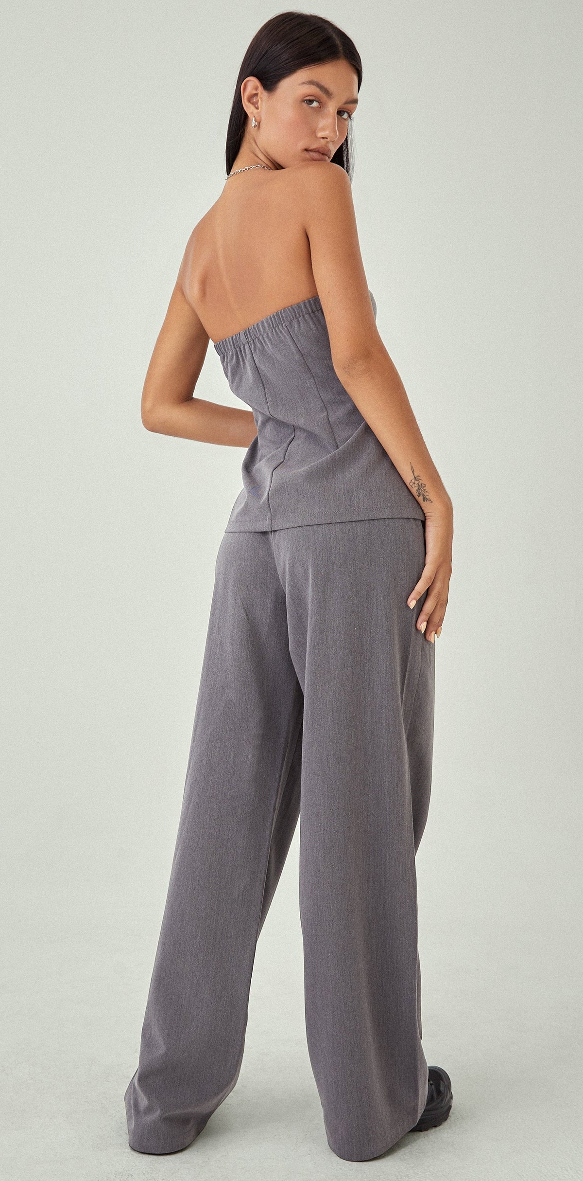 Charcoal Grey Button Up Corset Top | Lavan – motelrocks-com-us