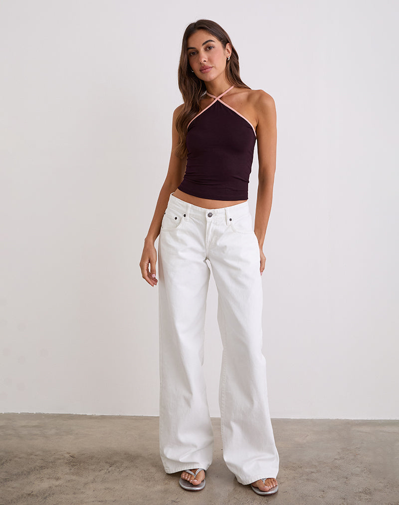 Redwood with Pink Lady Binding Halterneck Top | Lay – motelrocks-com-us