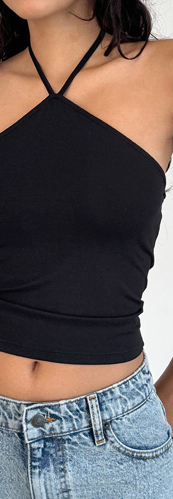 Black Basic Halterneck Top | Layti – motelrocks-com-us