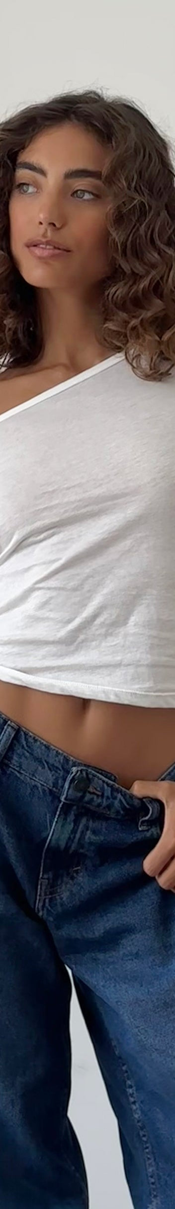 White Tissue Jersey Asymmetric Slouchy Top | Ledez – motelrocks-com-us