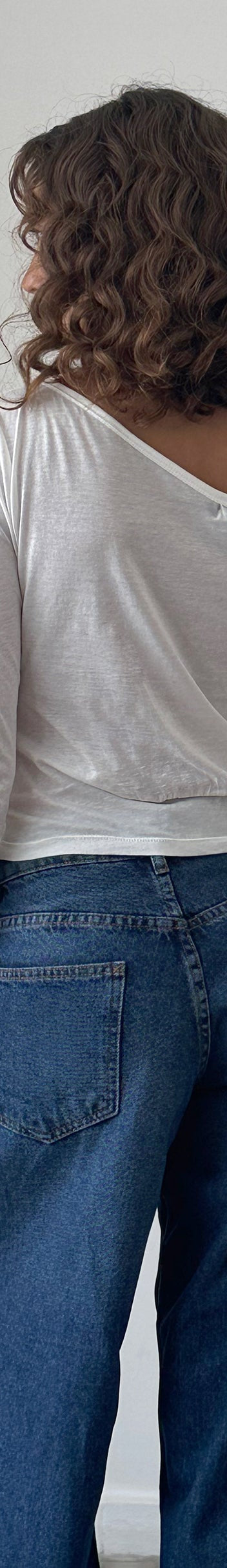 White Tissue Jersey Asymmetric Slouchy Top | Ledez – motelrocks-com-us
