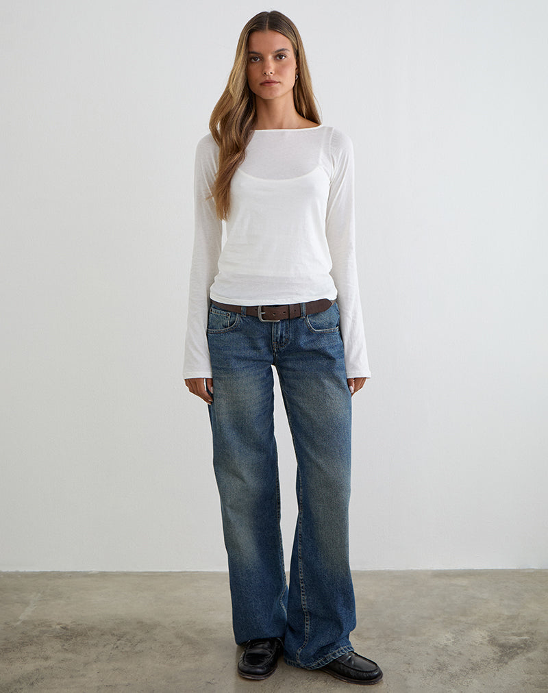 Off White Tissue Jersey Mesh Long Sleeve Top | Levon – motelrocks-com-us
