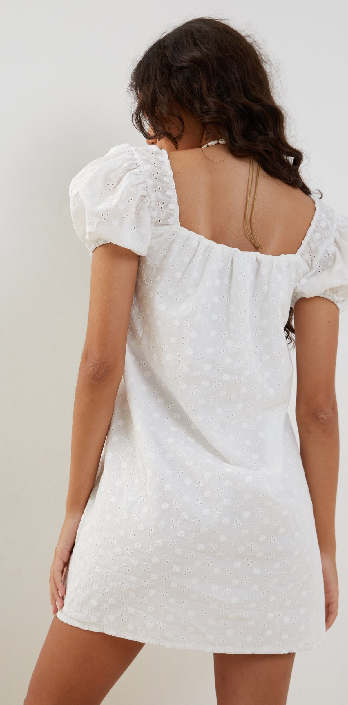 White Broderie Mini Dress | Leyona – motelrocks-com-us