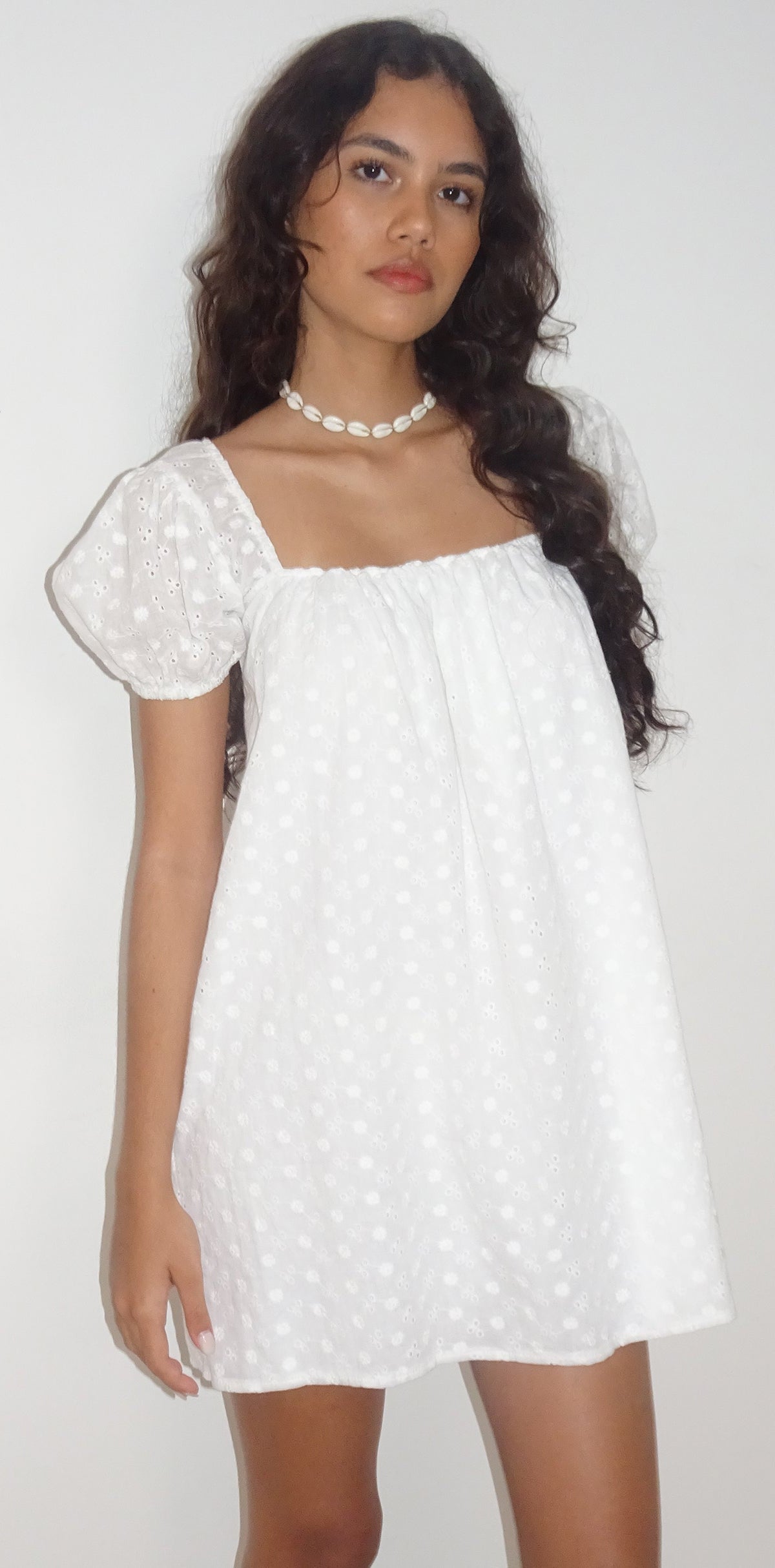 White Broderie Mini Dress | Leyona – motelrocks-com-us