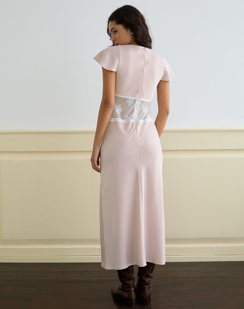 Baby Pink Satin Midi Dress | Lirenda – motelrocks-com-us