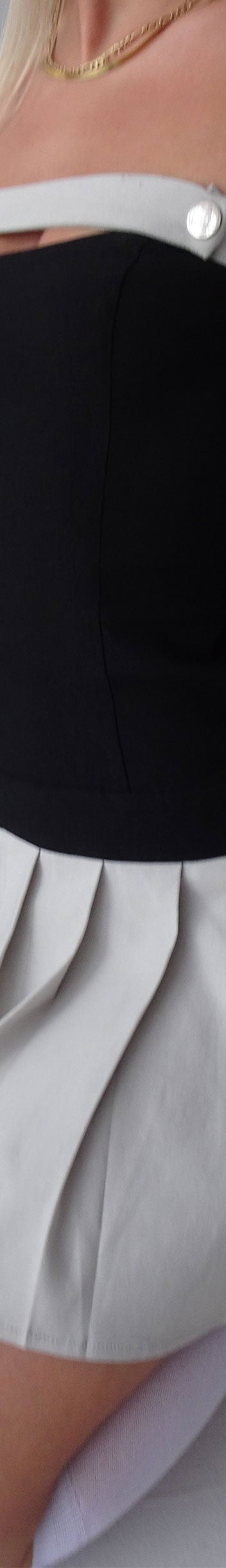 Grey and Black Tailoring Bandeau Mini Cut Out Dress | Lisma ...