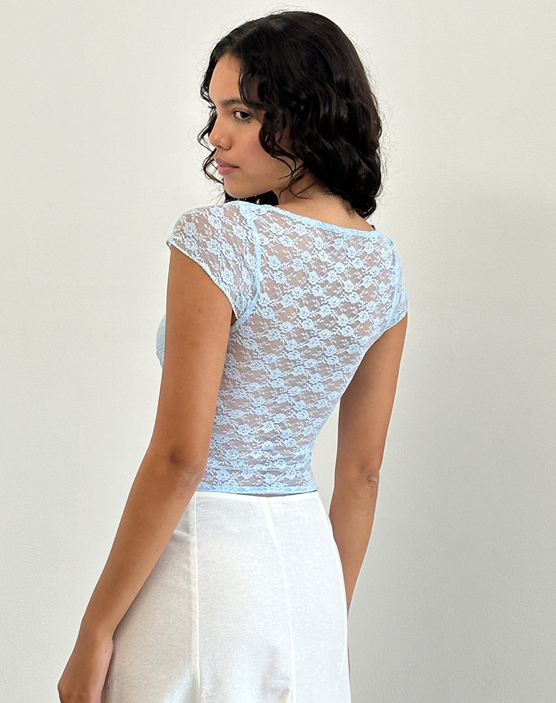 Light Blue Clover Lace Top | Livra – motelrocks-com-us