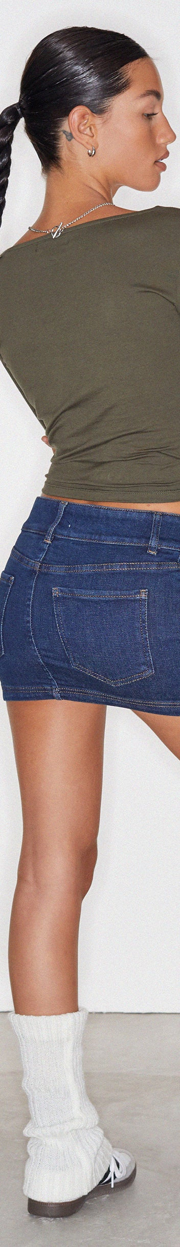 Low Rise Denim Mini Skirt In Dark Vintage Wash Motelrocks Com Us