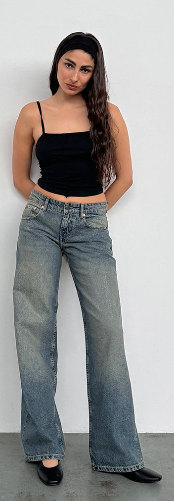 Extreme Blue Green Low Rise Straight Leg Jeans | Parallel – motelrocks ...