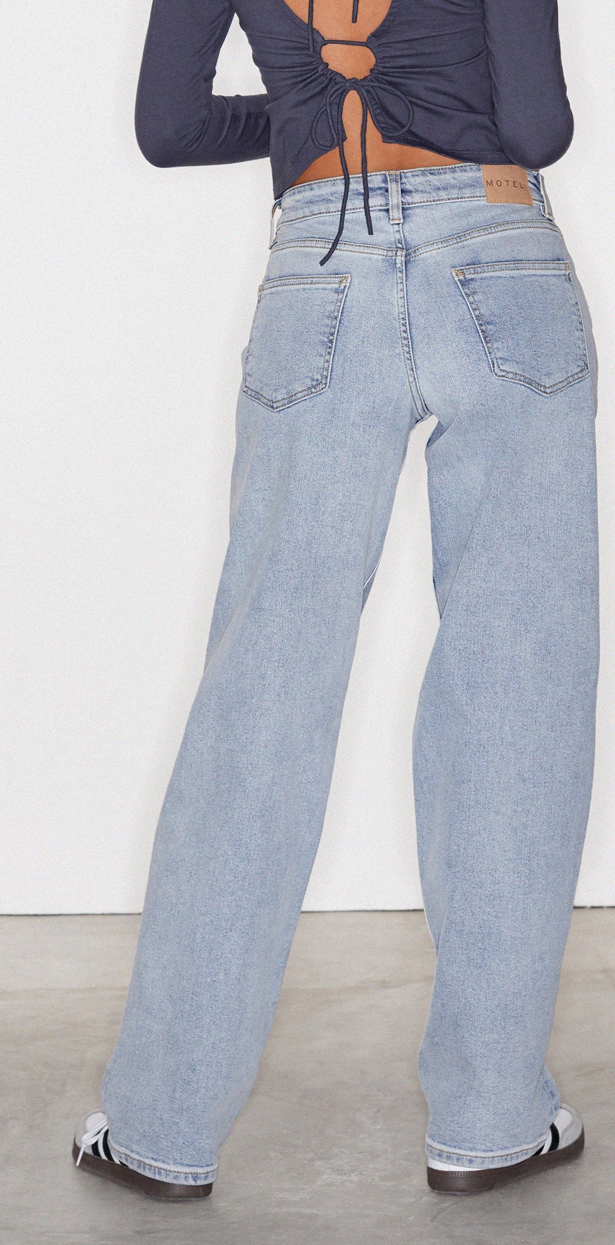 Light Blue Denim Low Rise Straight Leg Jeans | Parallel – motelrocks-com-us