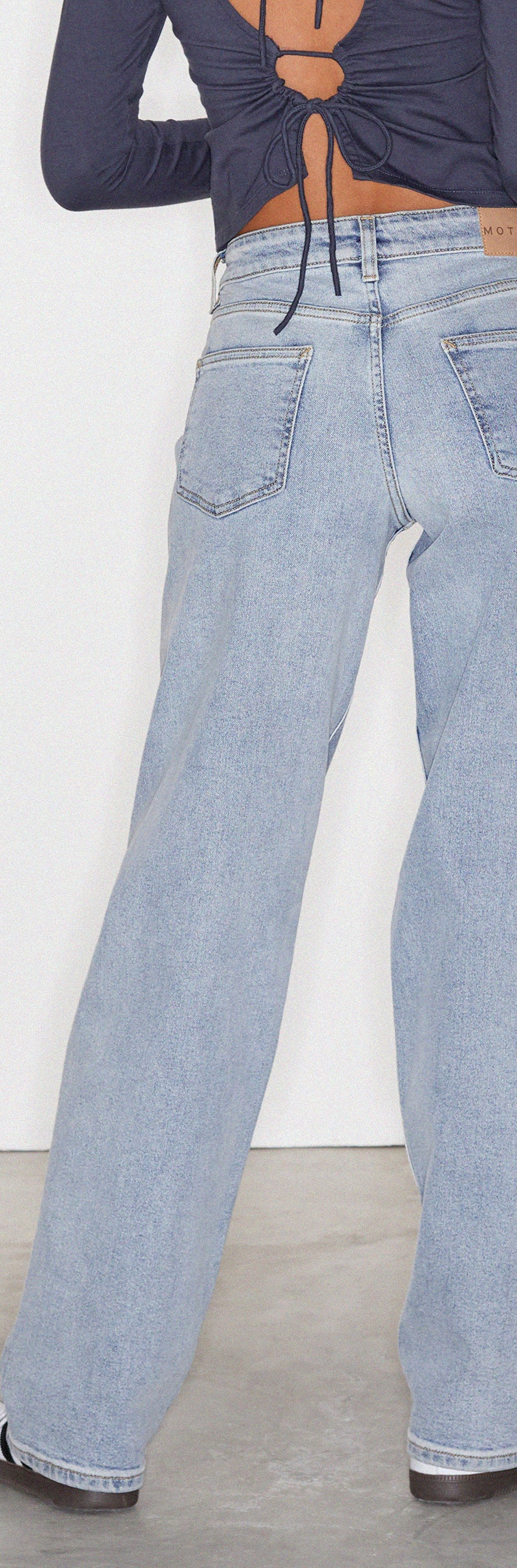 Light Blue Denim Low Rise Straight Leg Jeans | Parallel – motelrocks-com-us