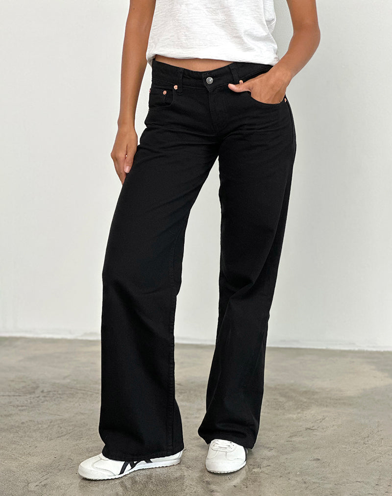 Black Low Rise Straight Leg Jeans | Parallel – motelrocks-com-us