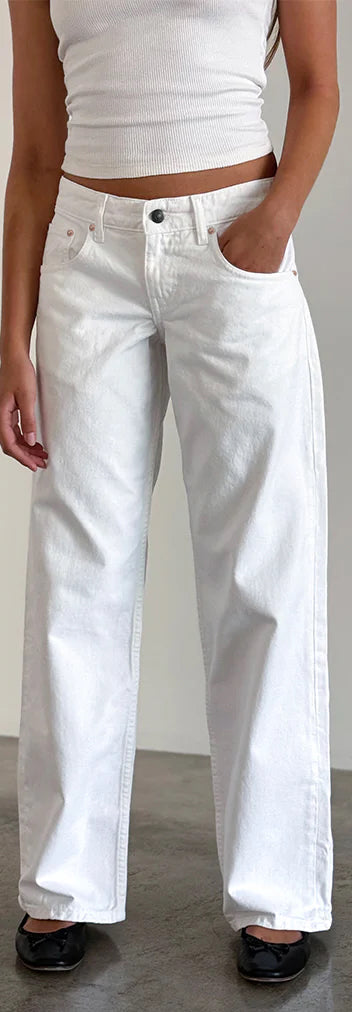 True White Low Rise Straight Leg Jeans | Parallel – motelrocks-com-us