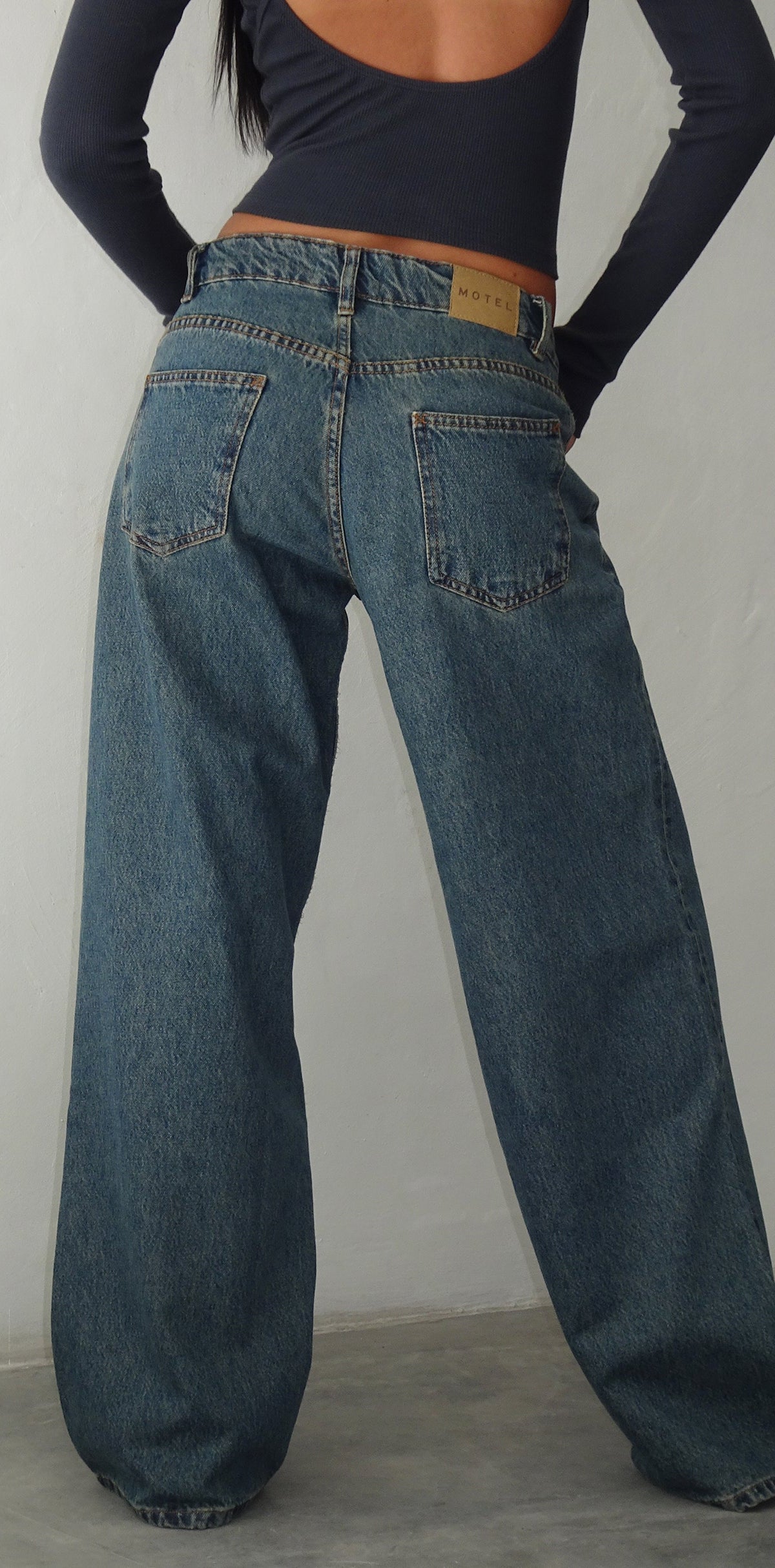 Brown Blue Acid Extra Wide Low Rise Jeans | Roomy – motelrocks-com-us