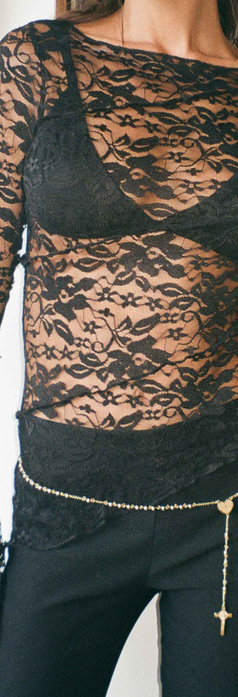 Lace Black Long Sleeve Top | Lubica – motelrocks-com-us