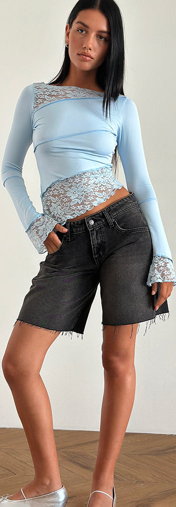 Light Blue Lace Long Sleeve Top | Lucca – motelrocks-com-us