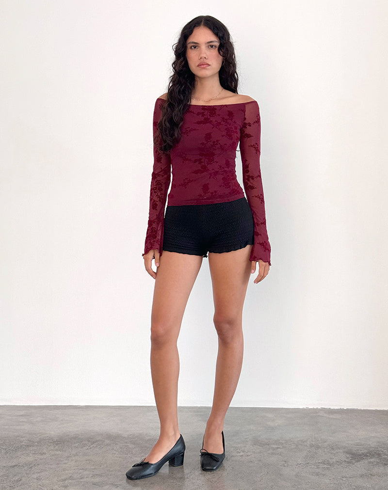 Botanical Flower Maroon Red Top | Lutana – motelrocks-com-us